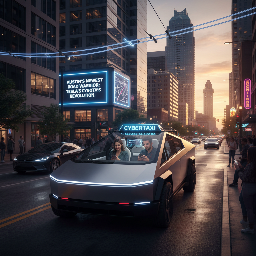 Austin's Newest Road Warrior: Tesla's Cybertaxi Hits the Streets, Sign