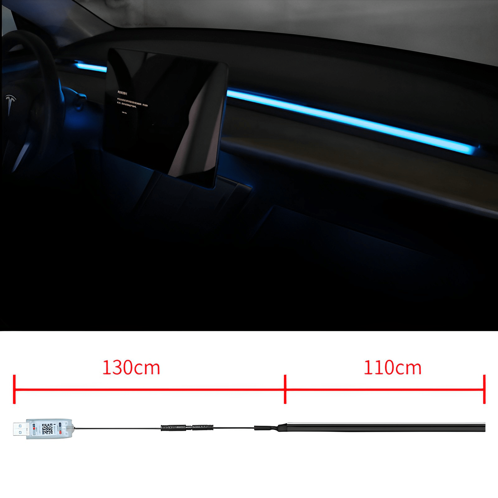 Tesla Model 3/Y RGB Dashboard Strip Lights - Custom Interior LED