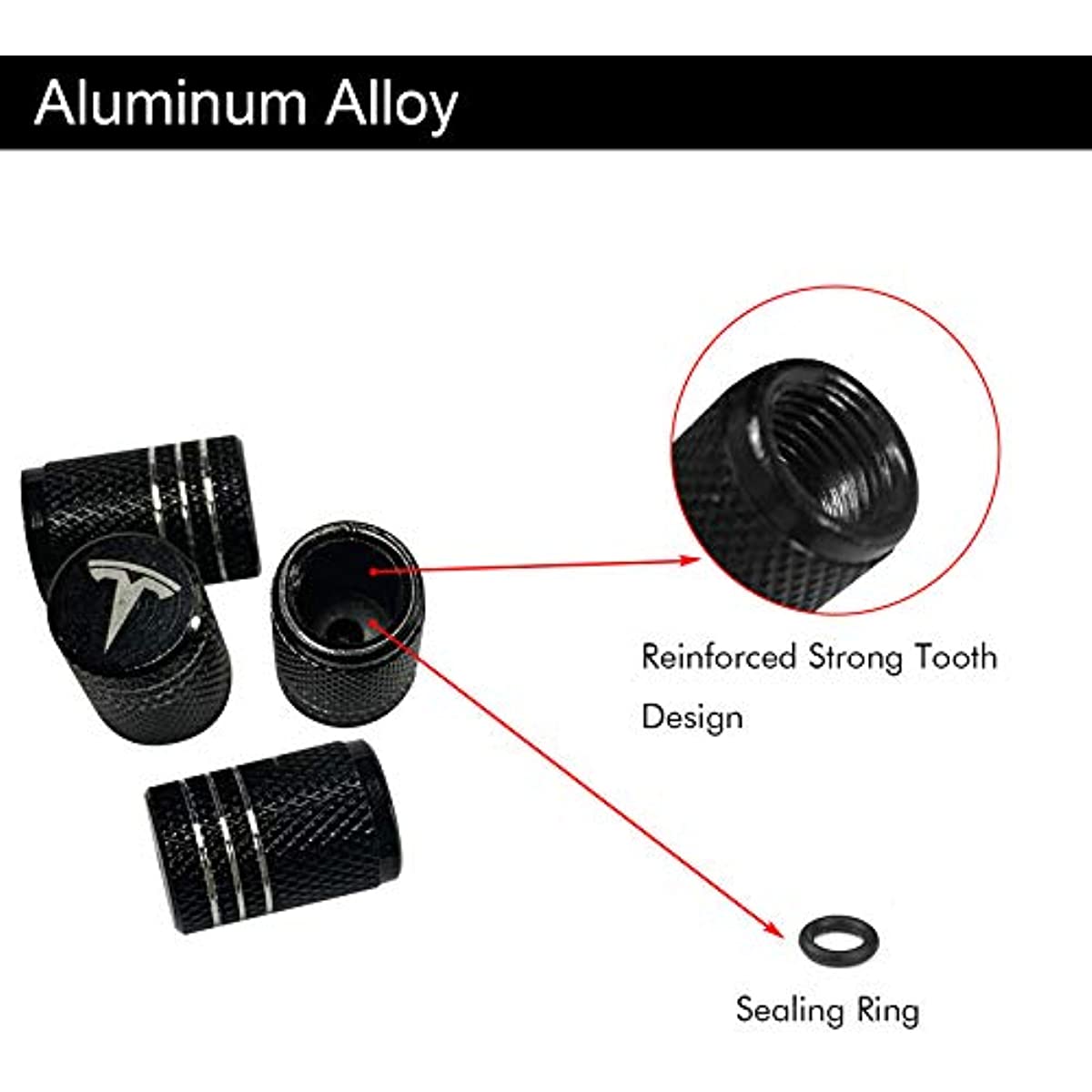 Tesla Aluminum Alloy Tire Valve Stem Caps | Model 3/Y/S/X