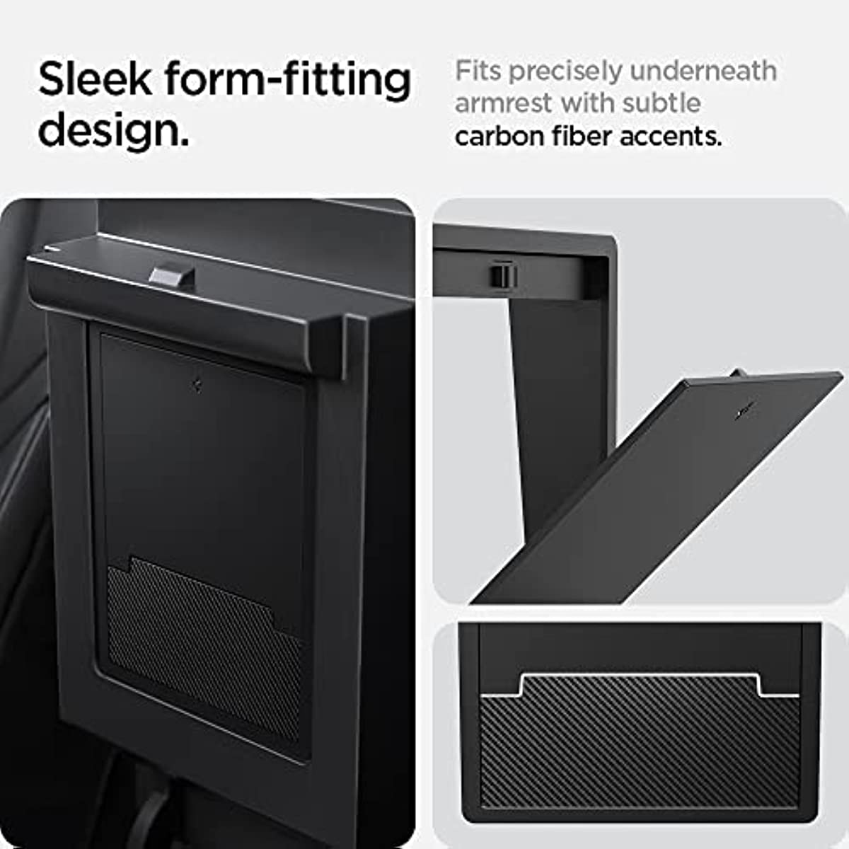 Tesla Model 3/Y Hidden Armrest Storage Box | Carbon Fiber