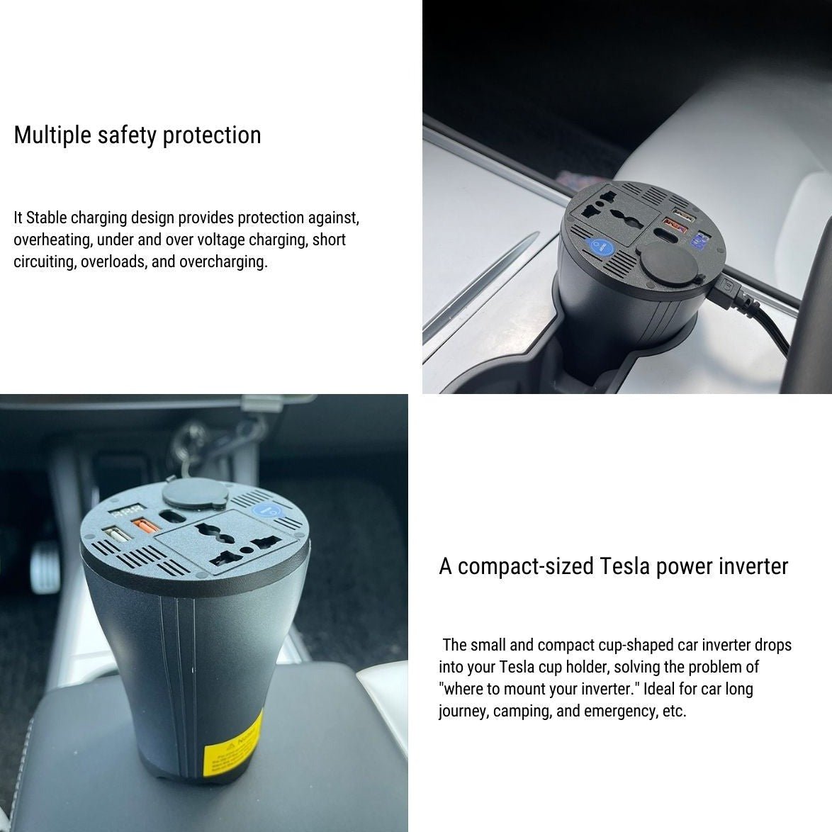 Tesla Model 3/Y 150W Car Power Inverter | AC & USB-C Charger