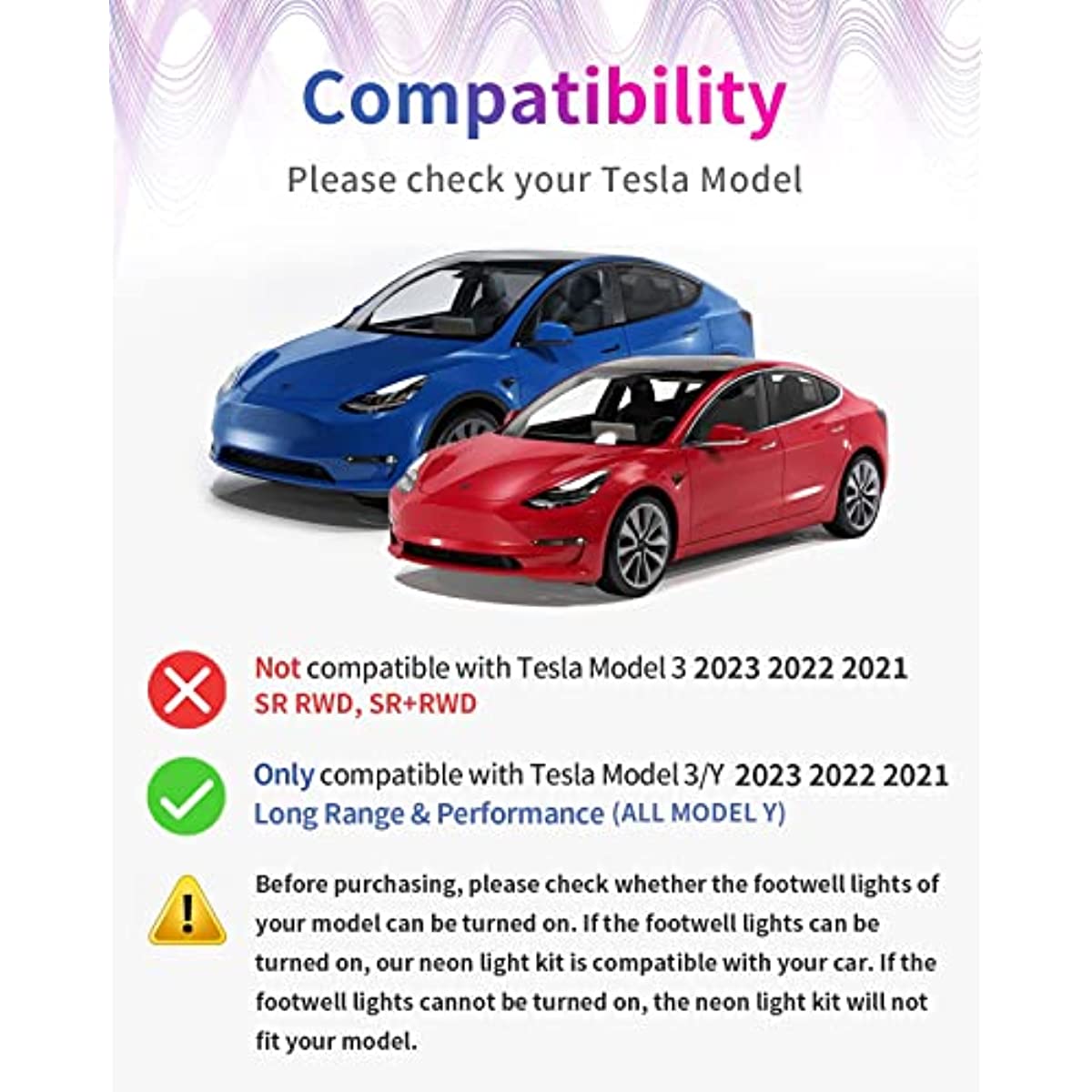 Interior RGB LED Neon Lights for Tesla Model 3 / Y