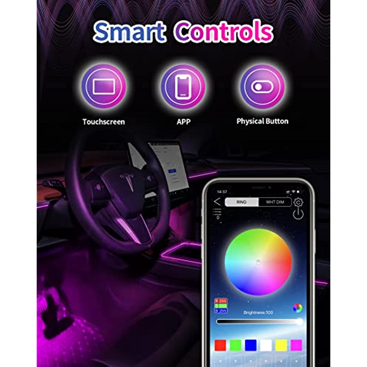 Interior RGB LED Neon Lights for Tesla Model 3 / Y