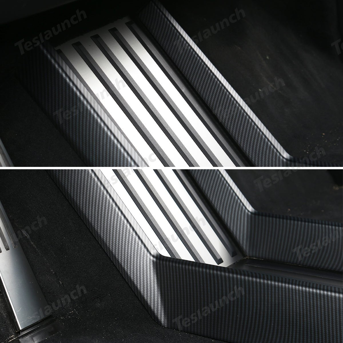 Lower Center Console Side Trim Covers (Carbon Fiber Pattern ABS) for C