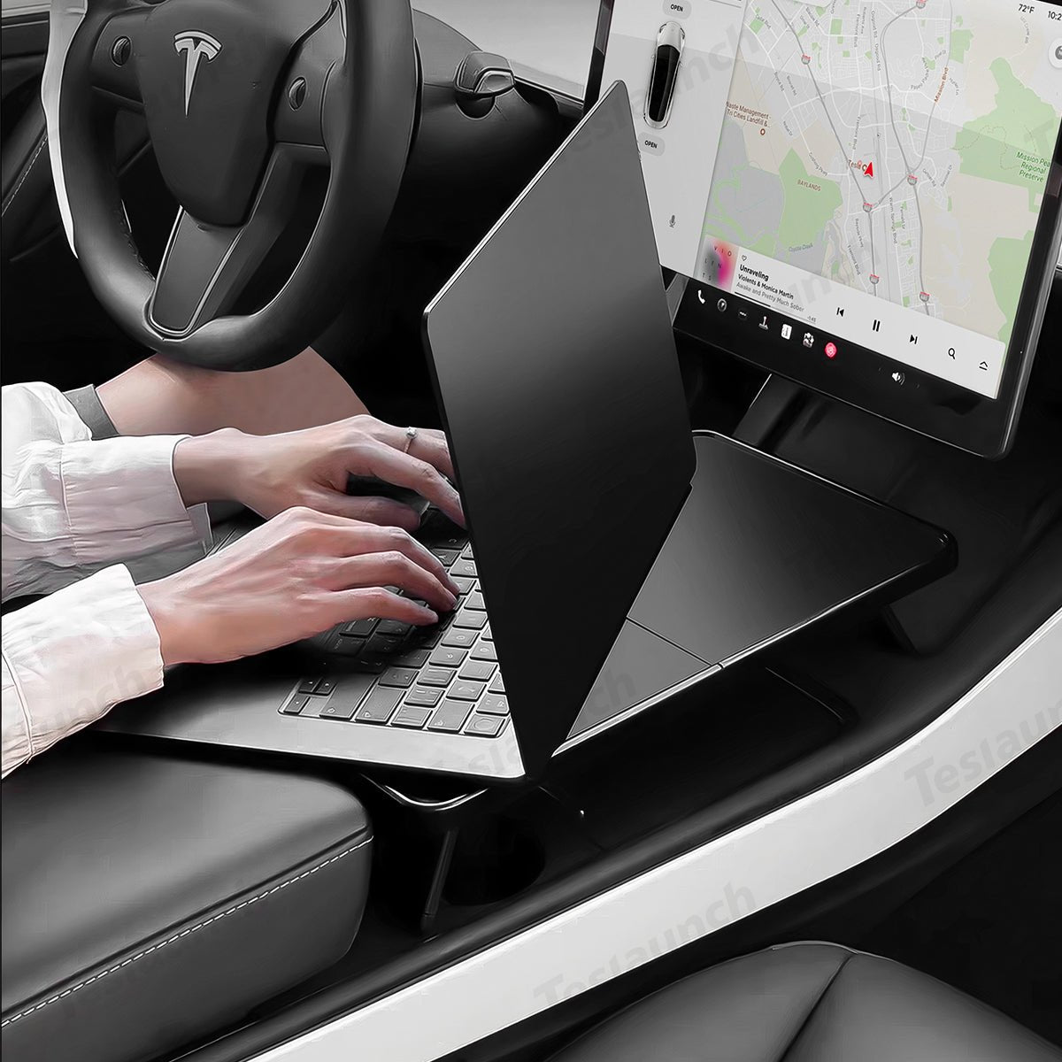 Multi-functional Foldable Desk – Center Console Mount for Tesla Model
