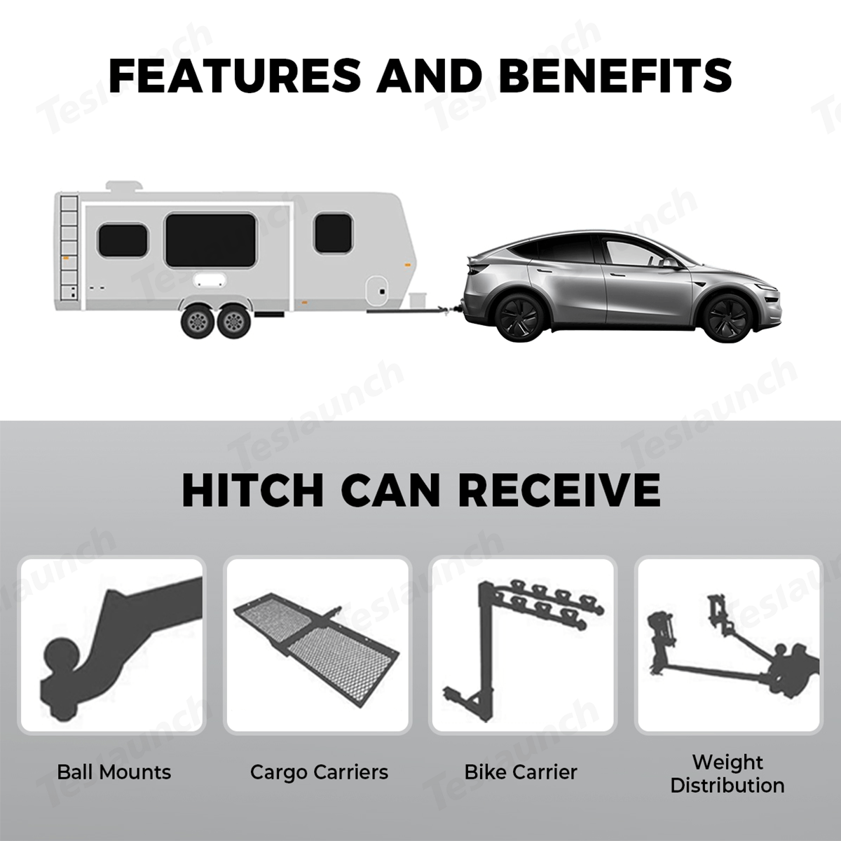 Multifunctional Tow Bar Trailer Hitch for Tesla Model Y Juniper 2025+
