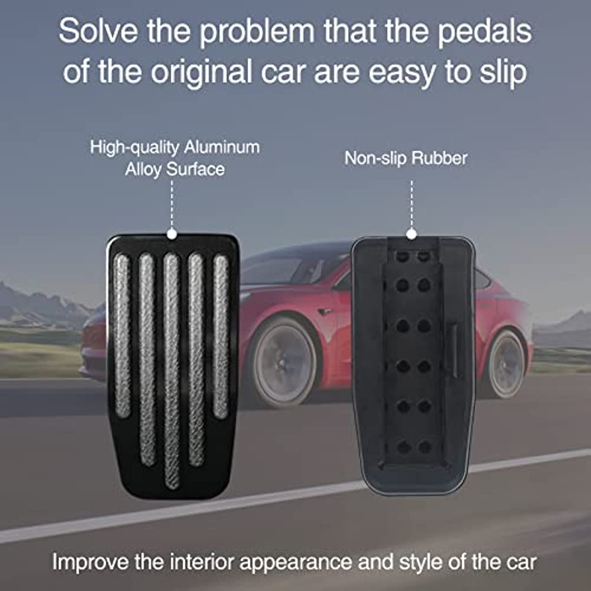 Non-Slip Pedal Pads - Tesla Model 3 & Y (2017-2026) Aluminum Covers ...