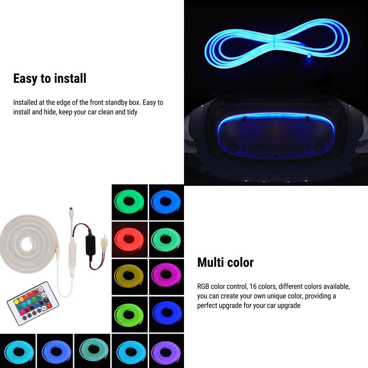 RGB LED Frunk Light Strip for Model 3 / Y / S / X