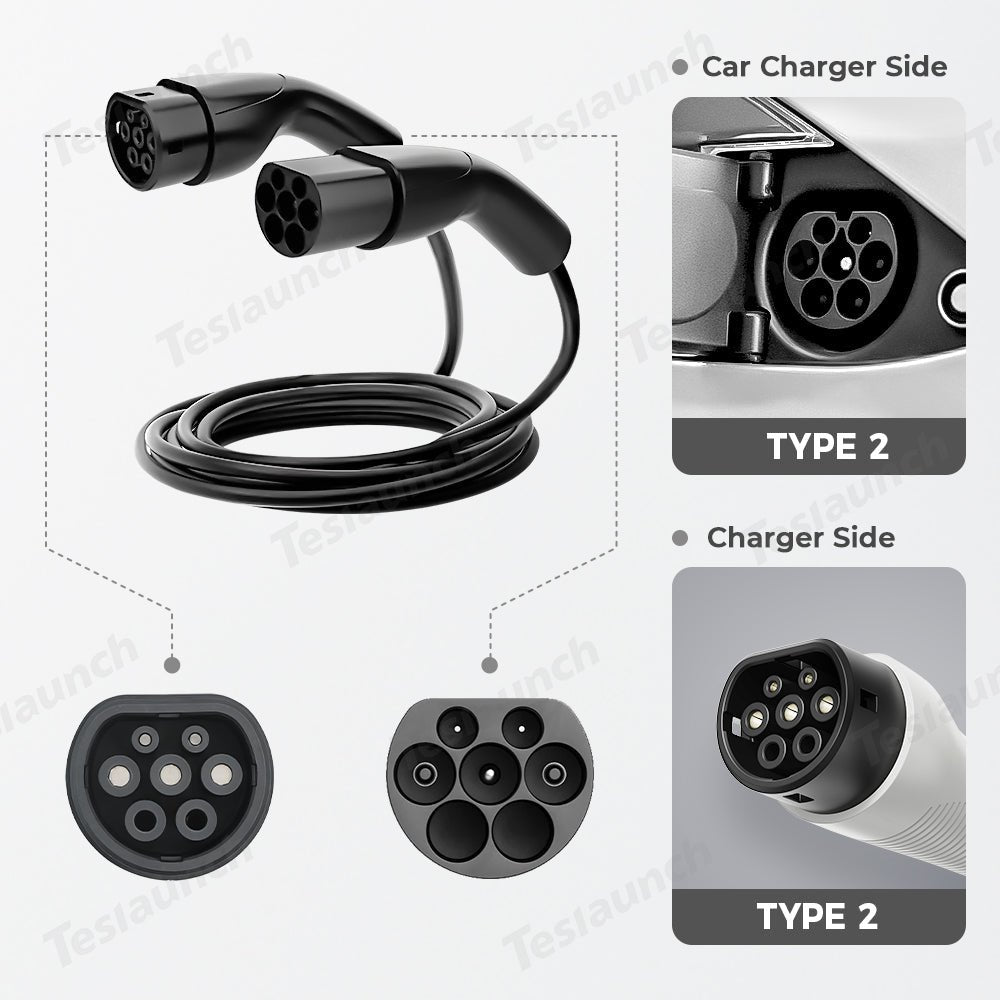 Type 2 Female to Male Plug IEC62196 Adapter Charging Station EV Charge
