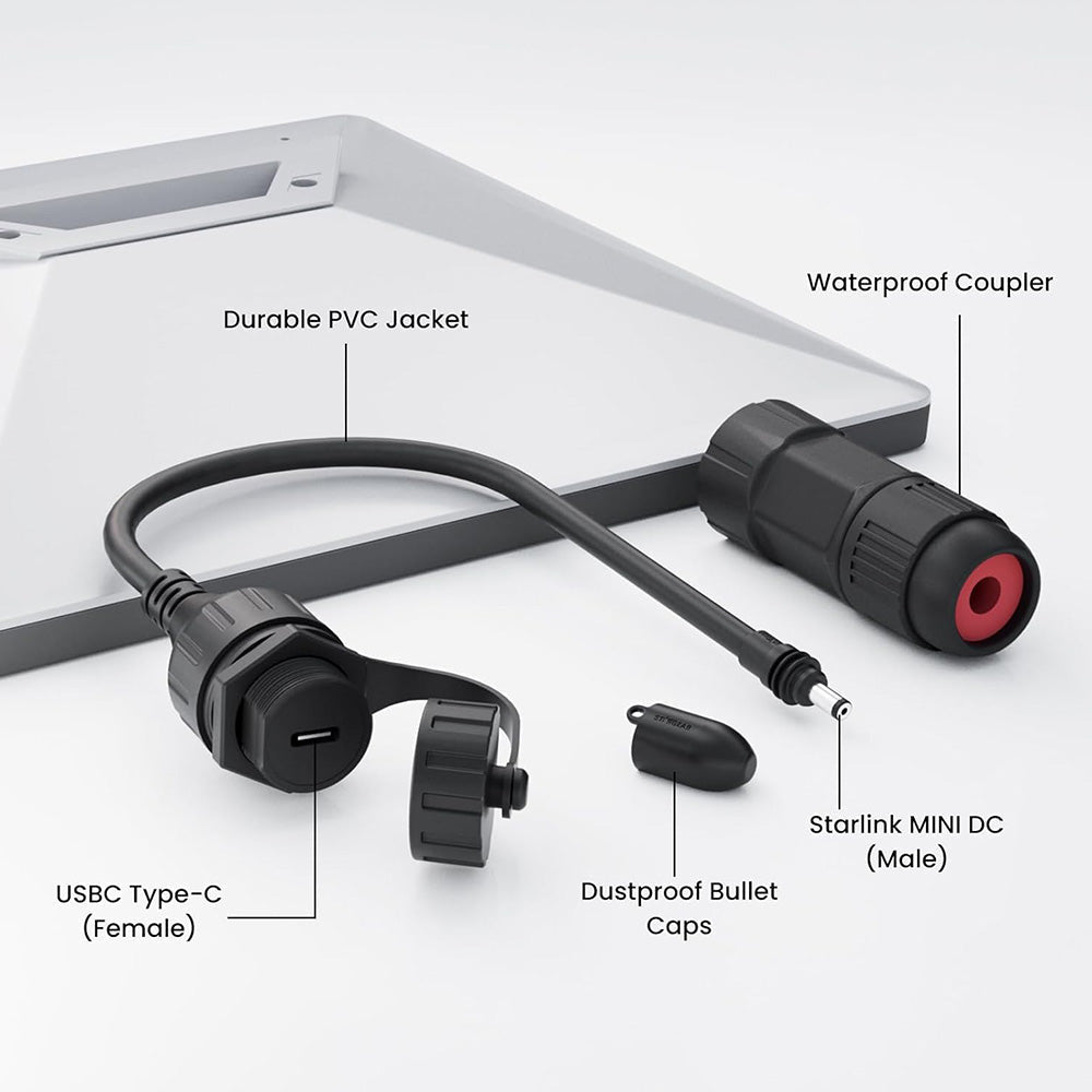 Waterproof USB-C Adapter for Starlink Mini | Universal PD 60W+ IP67